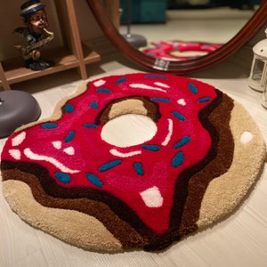 Handmade Tufted Donut Rug With Sprinkles, Fun and Whimsical Pink Floor ...