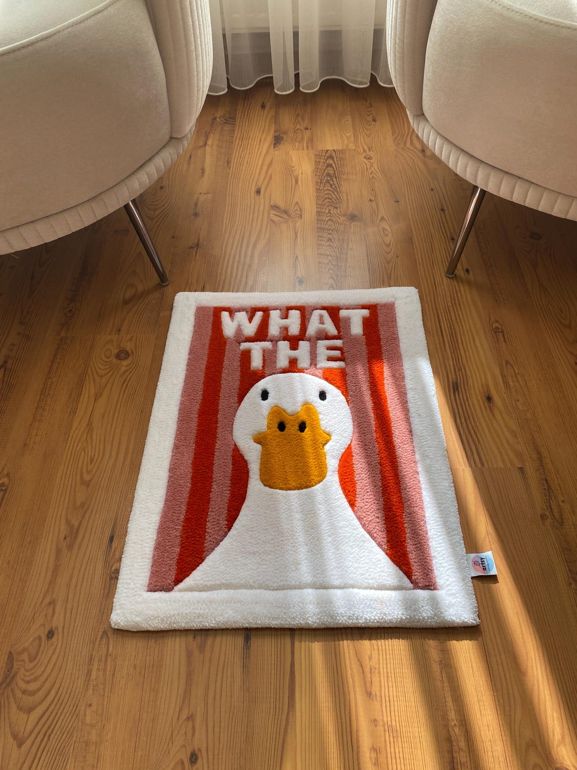 What the Duck Tufted Rug, Funny Handmade Cartoon Duck Carpet, Quirky ...