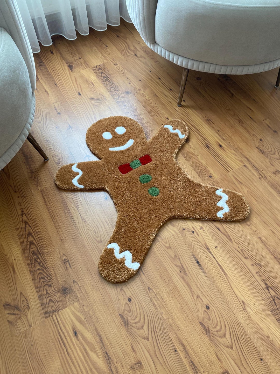 Handmade Tufted Gingerbread Man Rug, Cozy Christmas Floor Decor ...