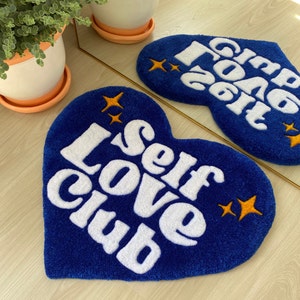Self Love Club Tufted Rug, Unique Handmade Rug, Housewarming Gift Heart ...