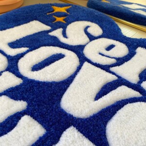 Blue Heart Self Love Club Rug / Handmade Tufted Carpet, Cozy Room Decor ...