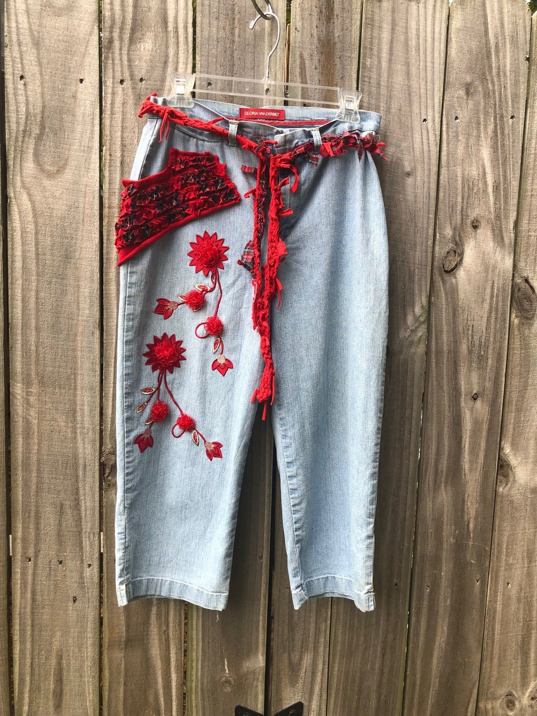 Women's Denim Capris Jeans Shorts Hippie Style Upcycle Jeans Shabby ...