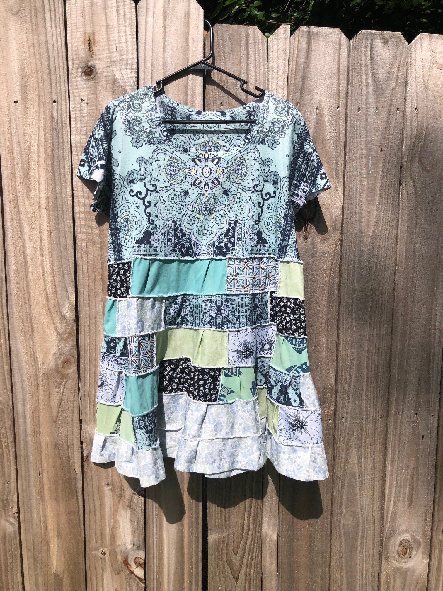 Upcycled Boho XL Shabby Chic Dress Country Bohemian Junk Gypsy Style ...