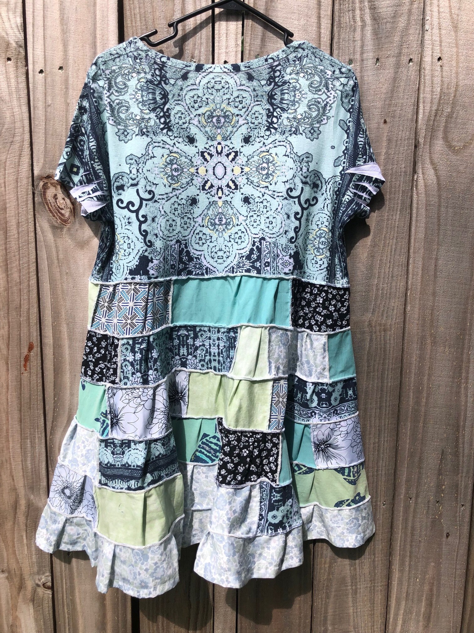 Upcycled Boho XL Shabby Chic Dress Country Bohemian Junk Gypsy Style ...
