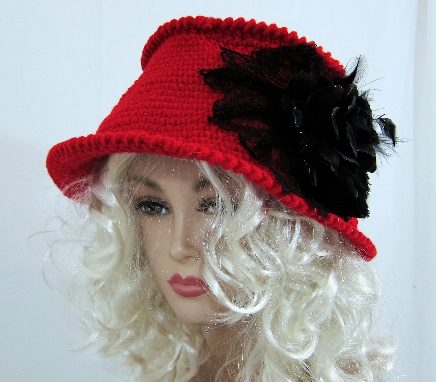 Dressy Red Hat, Wide Brim Hat, Couture Hat, Women's Fedora, Red Hat ...