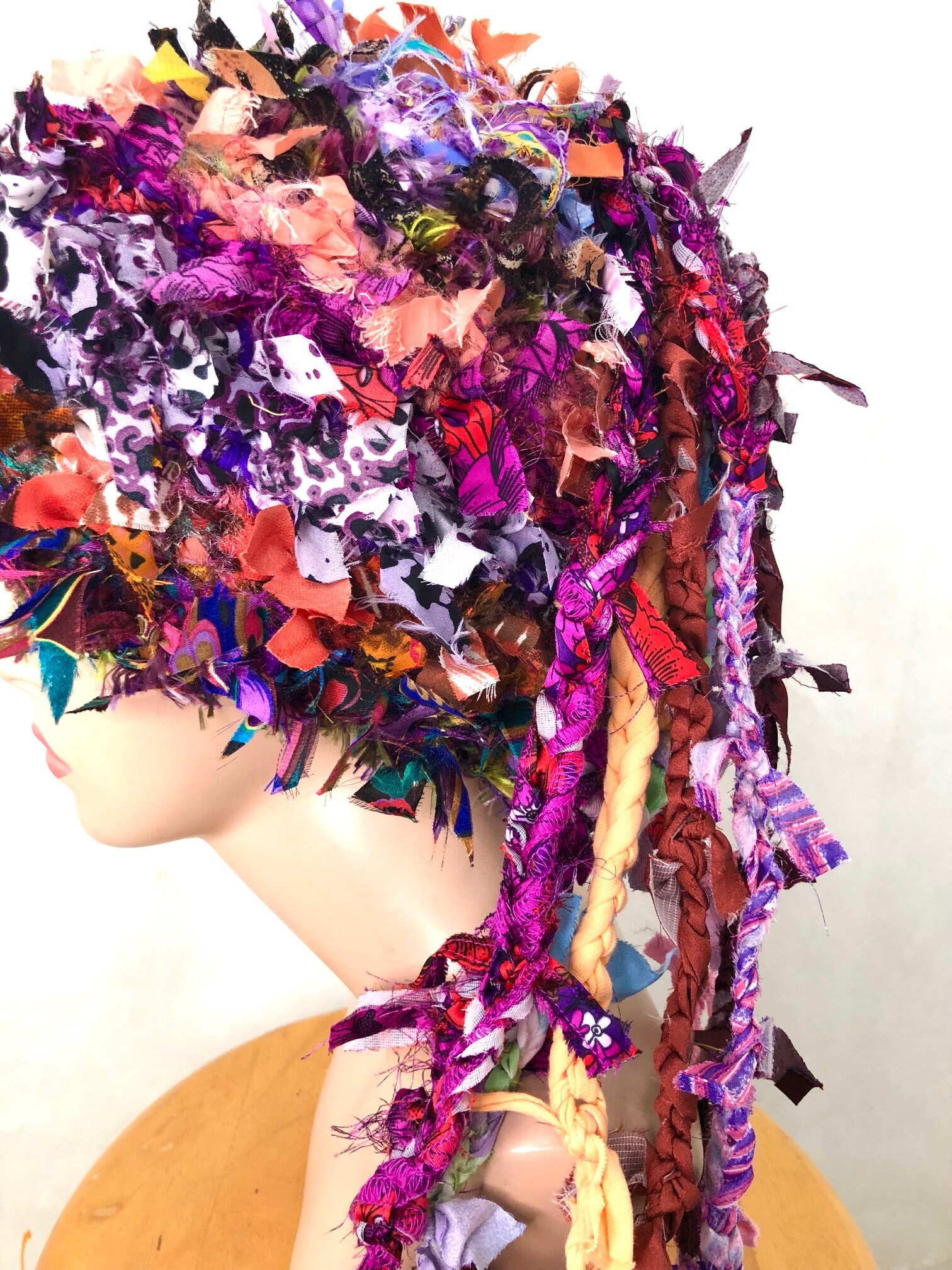 Boho Crochet Hat With Dreads for Women Funky Rag Hat Festival Hat ...