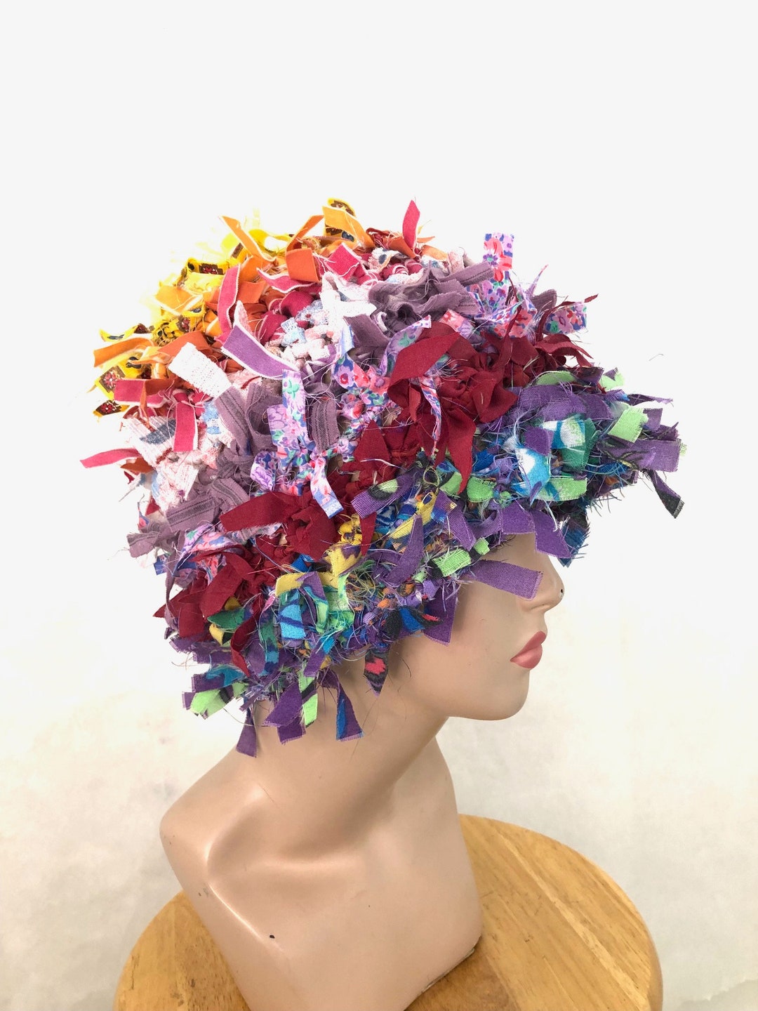 Crazy Boho Hat Crochet Hats for Women Funky Hat Rag Purple Red Summer ...