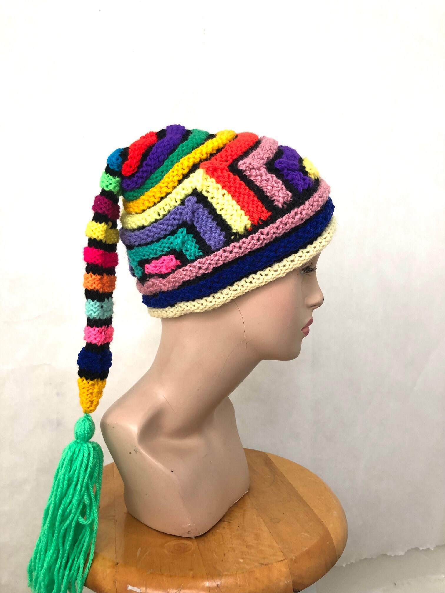Unusual Handknit Hats for Women Unisex Crazy Hat Hippie Funky Hat ...