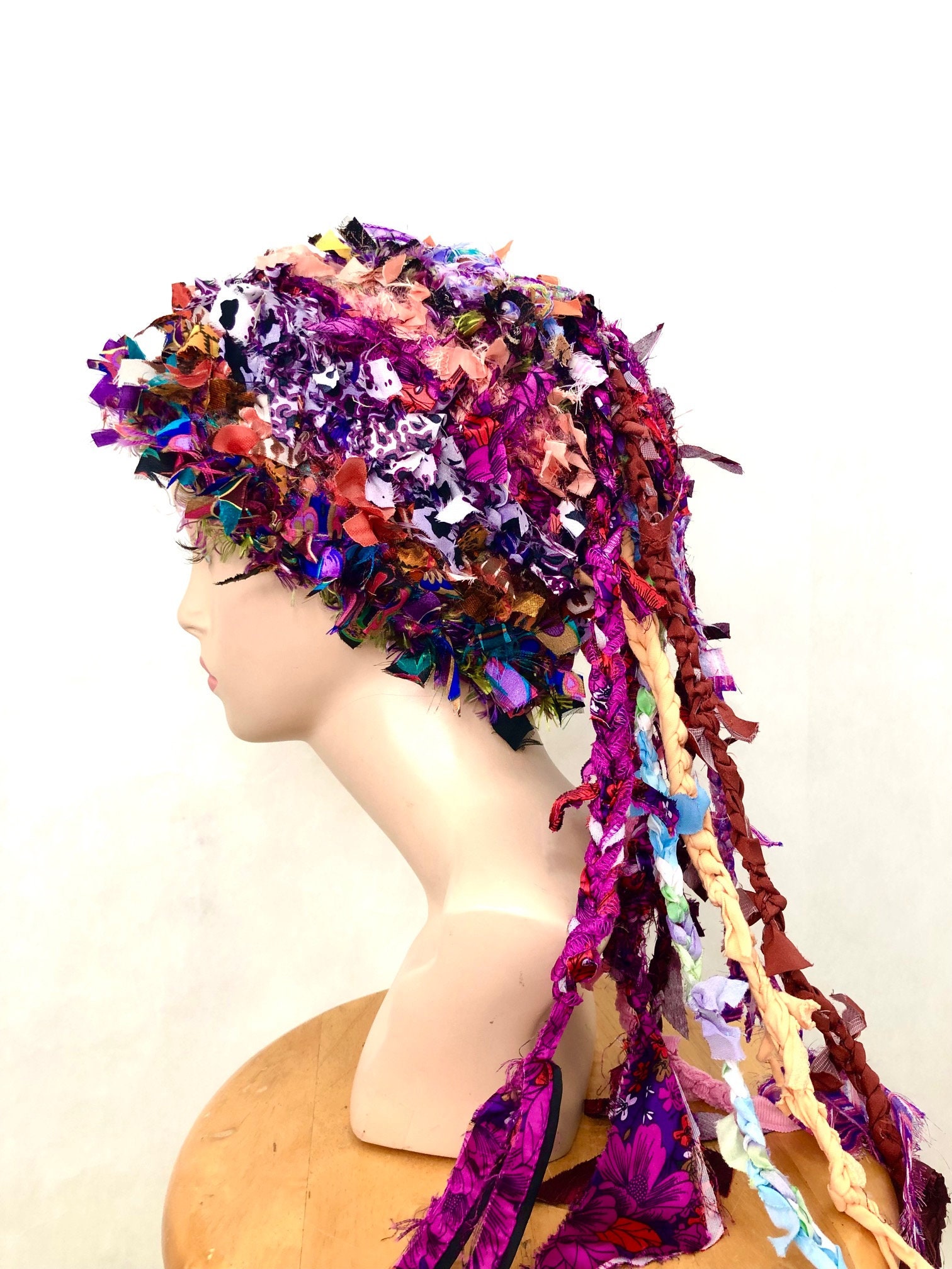 Boho Crochet Hat With Dreads for Women Funky Rag Hat Festival Hat ...