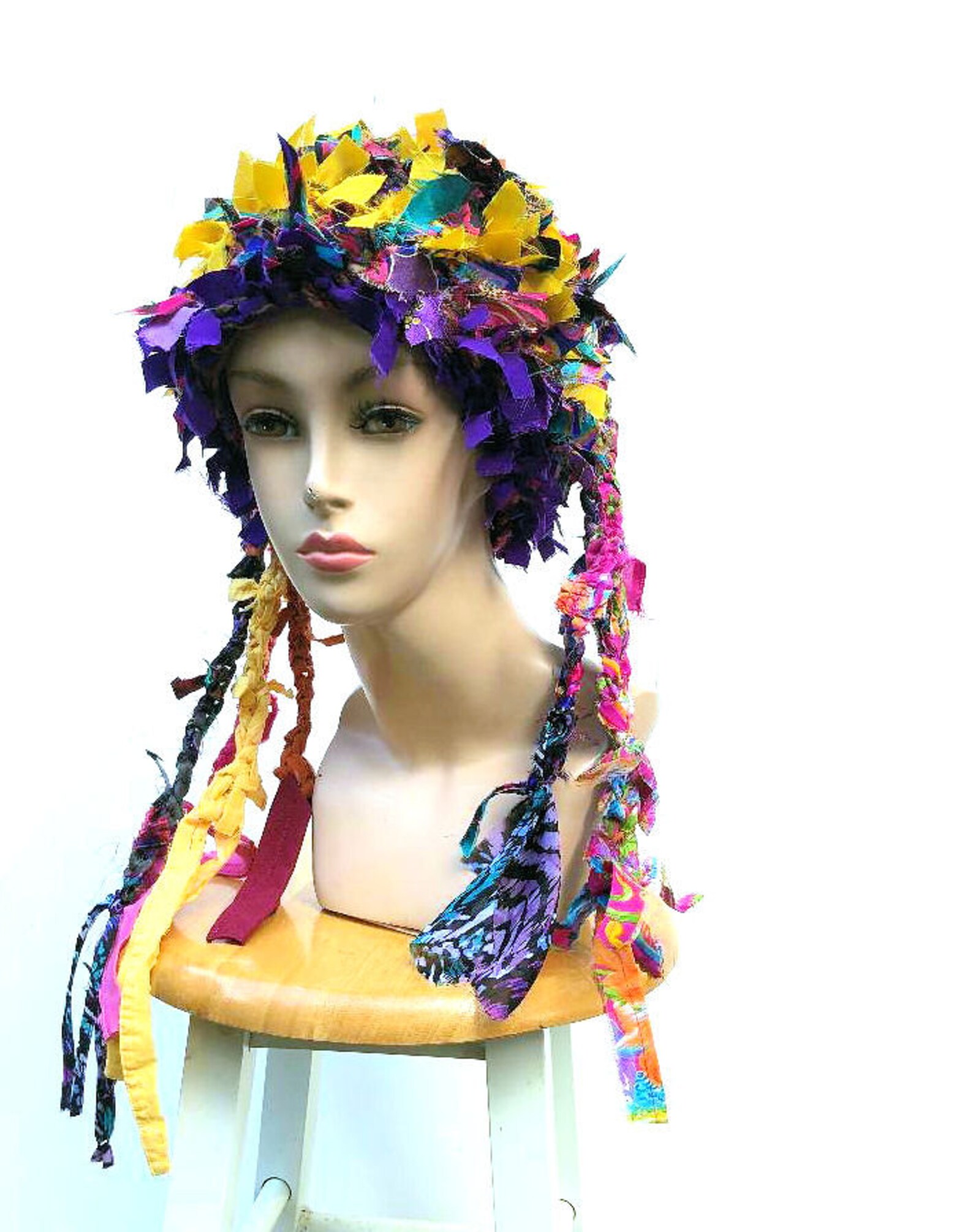 Boho hat rag hat creative crochet hat freeform hat shabby chic | Etsy