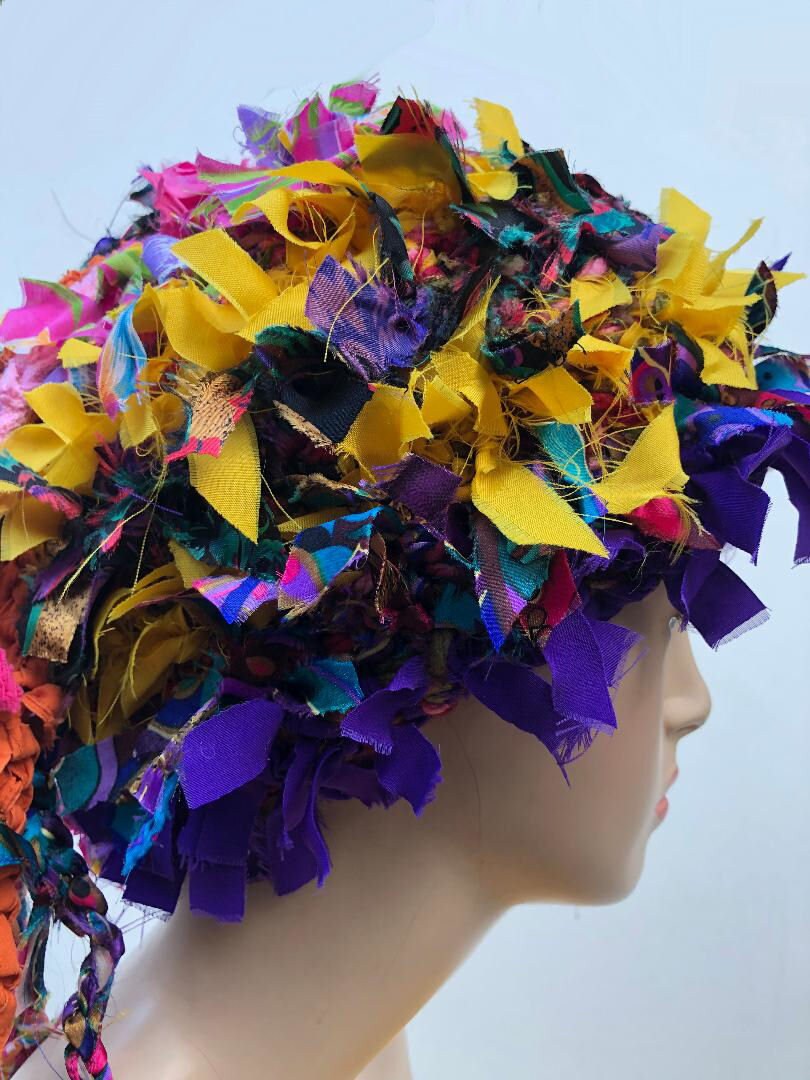 Boho hat rag hat creative crochet hat freeform hat shabby chic | Etsy