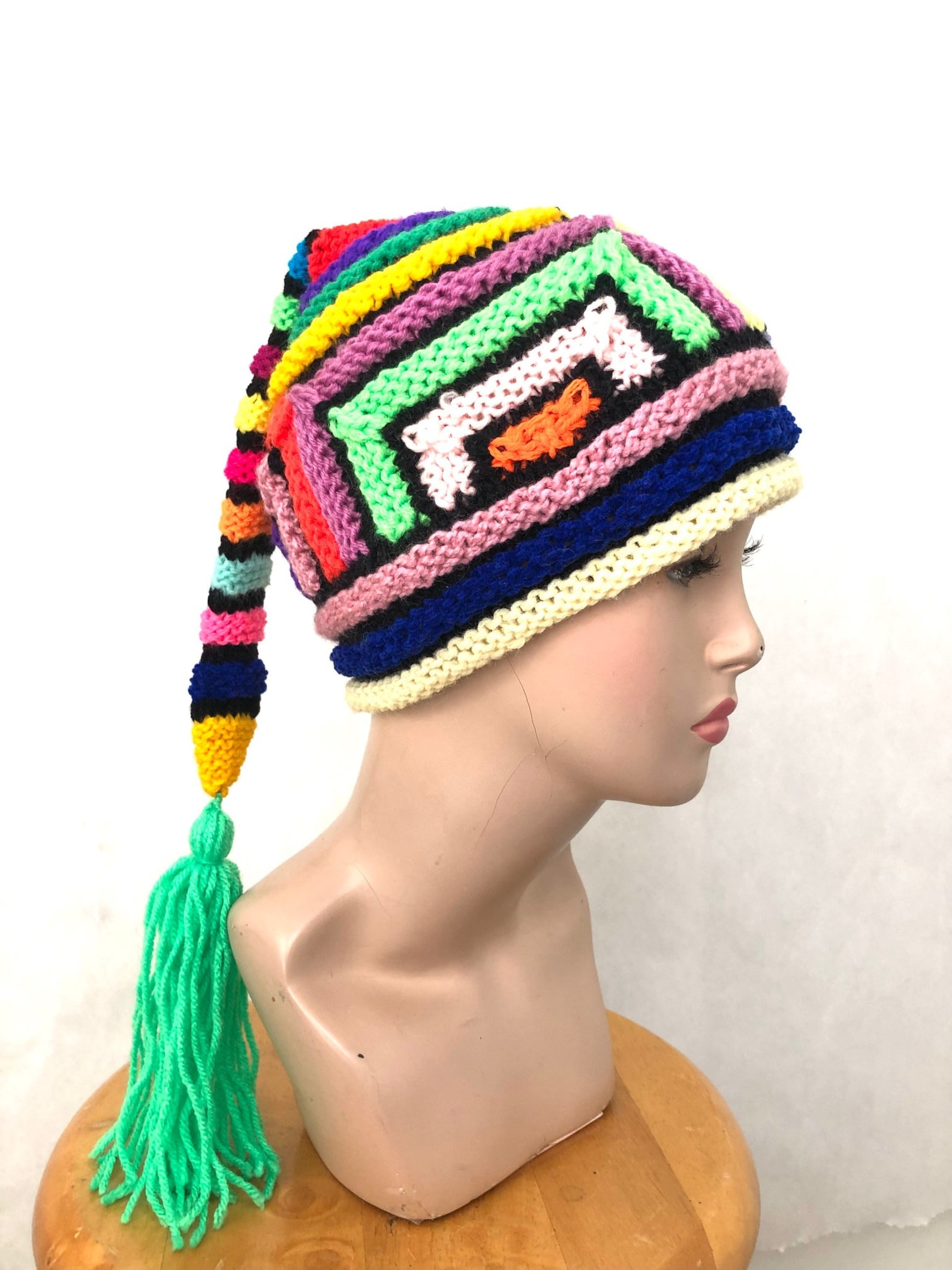 Unusual Handknit Hats for Women Unisex Crazy Hat Hippie Funky Hat ...
