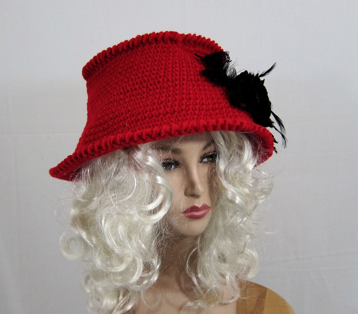 Dressy Red Hat, Wide Brim Hat, Couture Hat, Women's Fedora, Red Hat ...