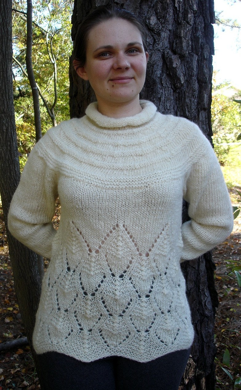 Hand Knitted Wool Sweater White Warm Designer Felted Pullover - Etsy