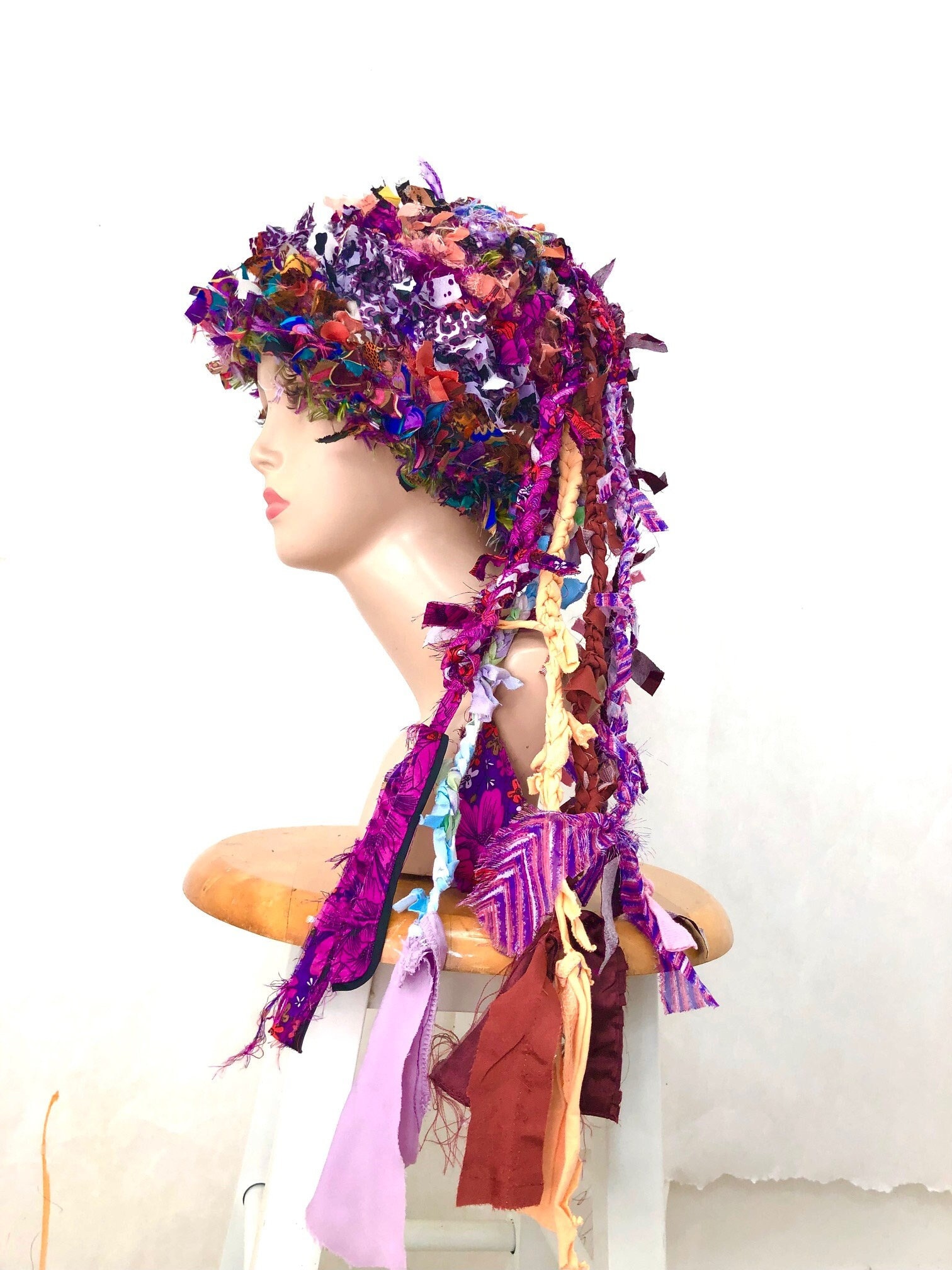 Boho Crochet Hat With Dreads for Women Funky Rag Hat Festival Hat ...