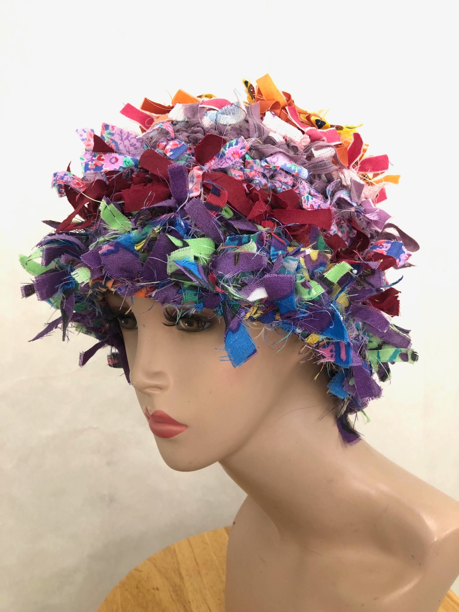Crazy Boho Hat Crochet Hats for Women Funky Hat Rag Purple Red Summer ...