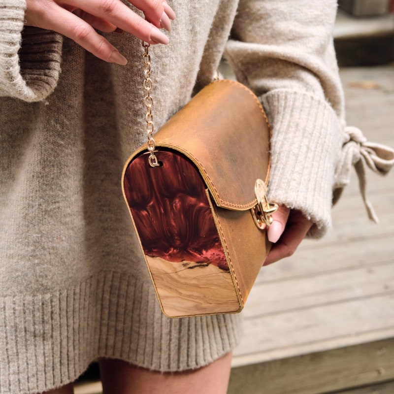 Wood and Leather Bag - Etsy