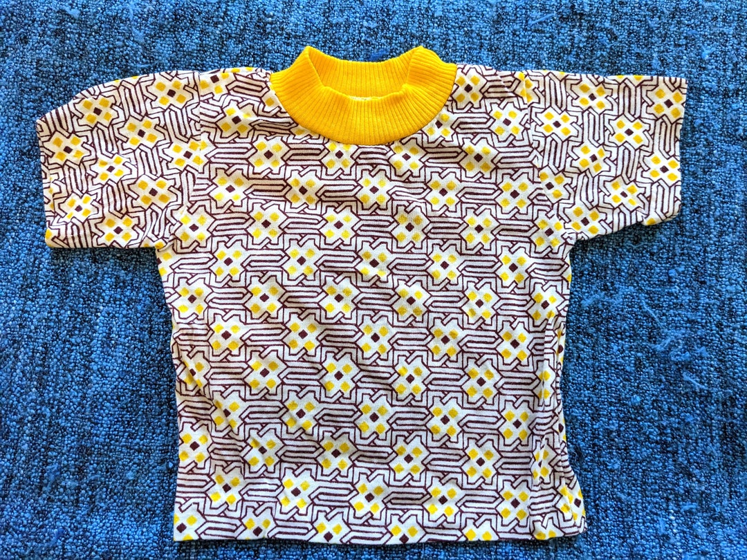 Abstract Yellow Kids Ringer Tee Vintage 1970s Style - Etsy