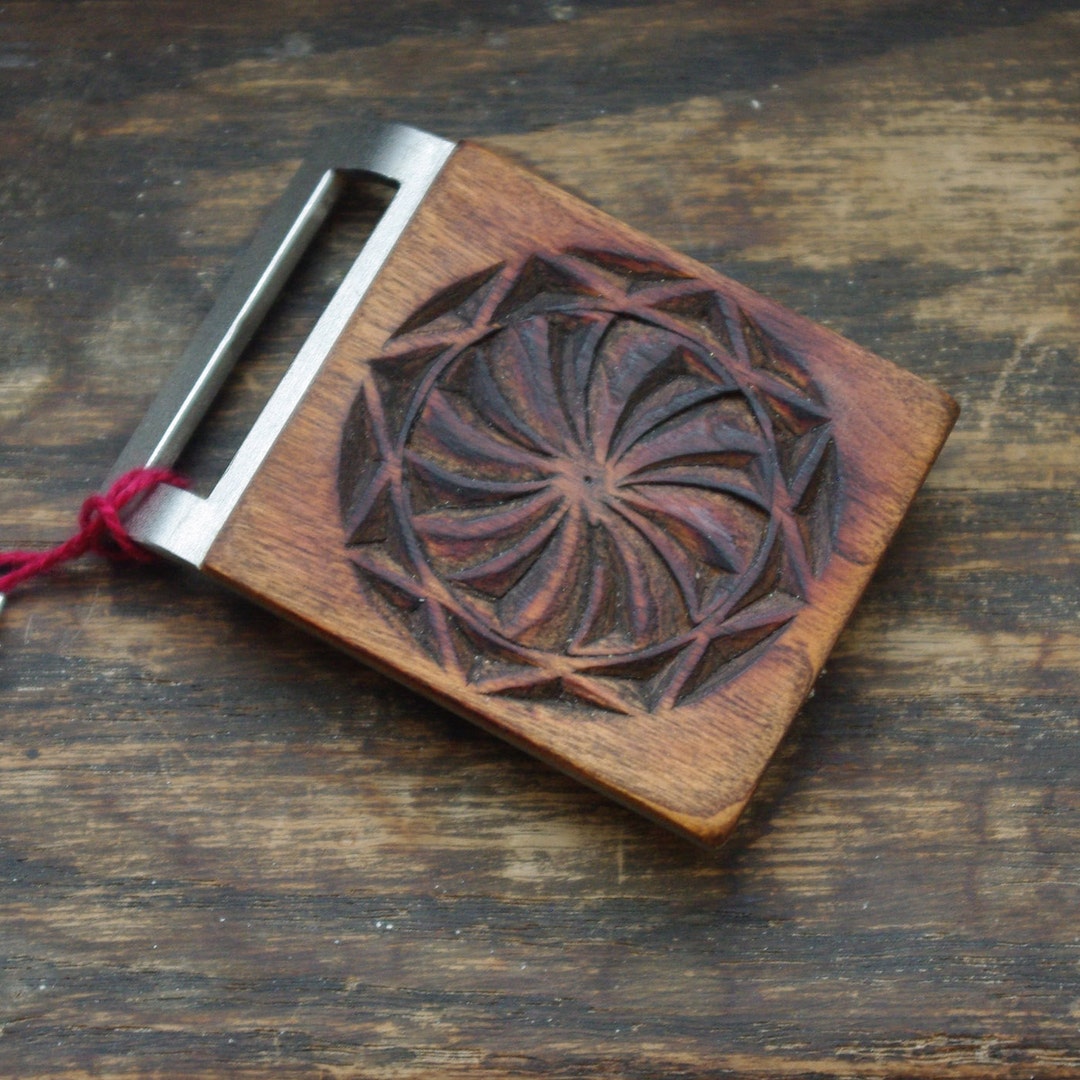 Hand Carved Cherry Wood Belt Buckle With Leather Belt - Etsy