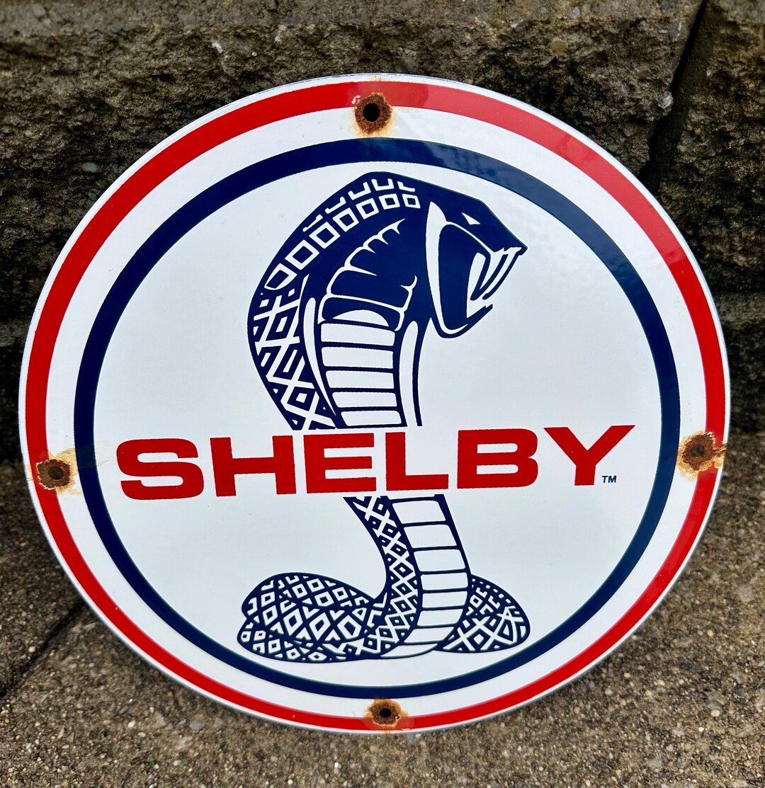 Vintage Shelby Cobra Mustang Porcelain Sign Gas Motor Oil Pump Plate ...