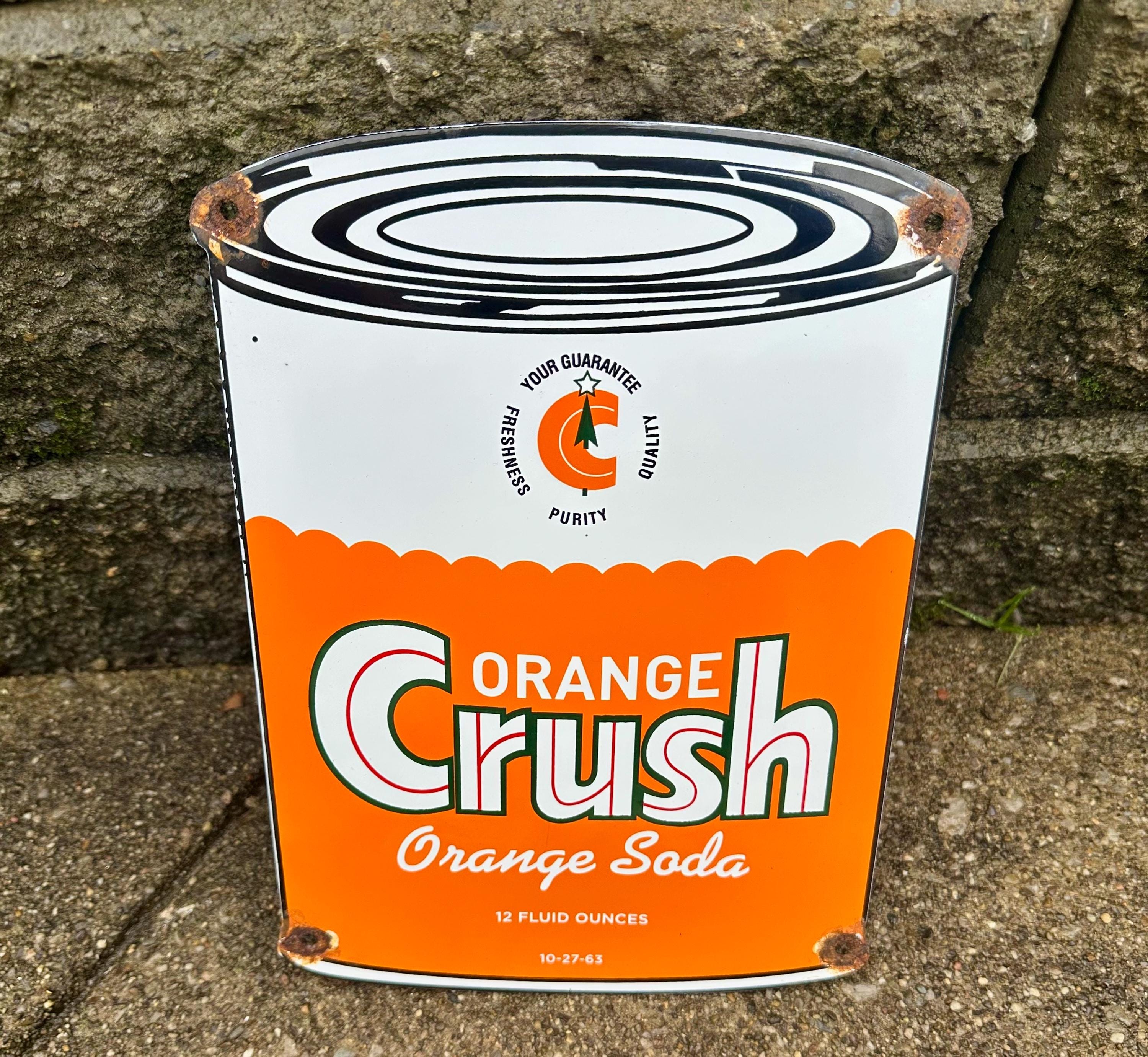 Vintage Orange Crush Can Porcelain Sign Pop Soda Bottle Garage Mancave ...