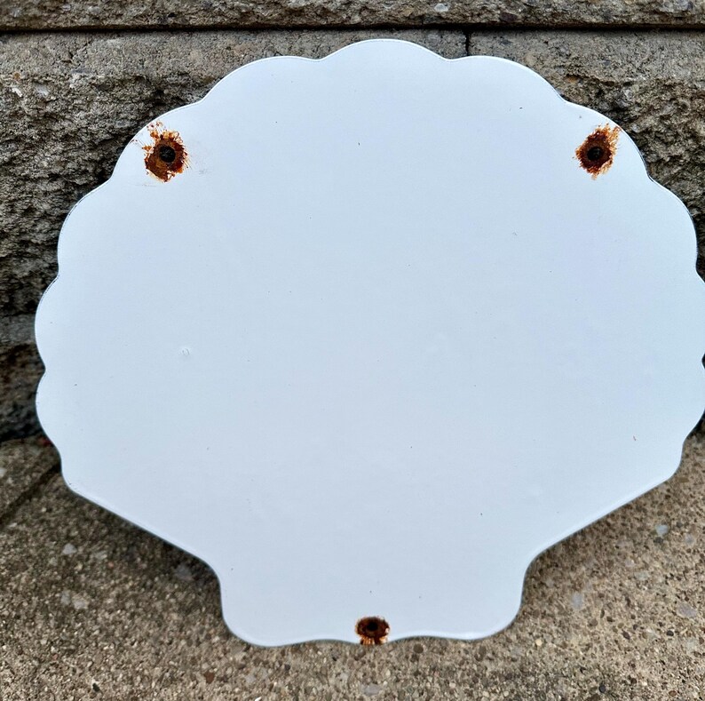 Vintage Shell Clam Gasoline Porcelain Sign Gas Motor Oil Pump Plate ...