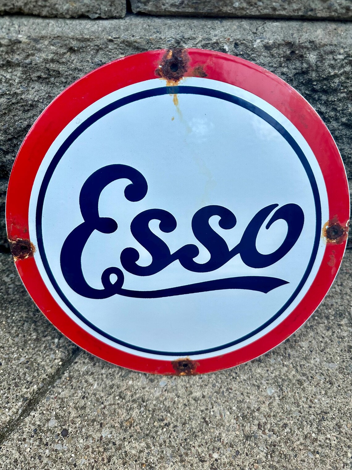 Vintage Esso Tiger Porcelain Sign Gas Motor Oil Pump Plate Station ...