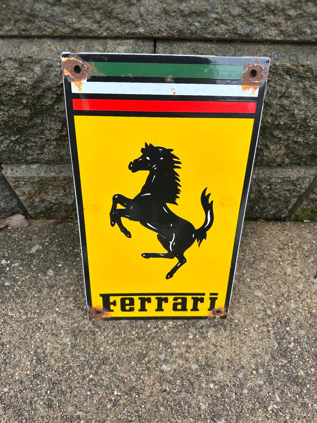 Vintage Ferrari Porcelain Sign Dealership Italian Sports Car Gas Motor ...