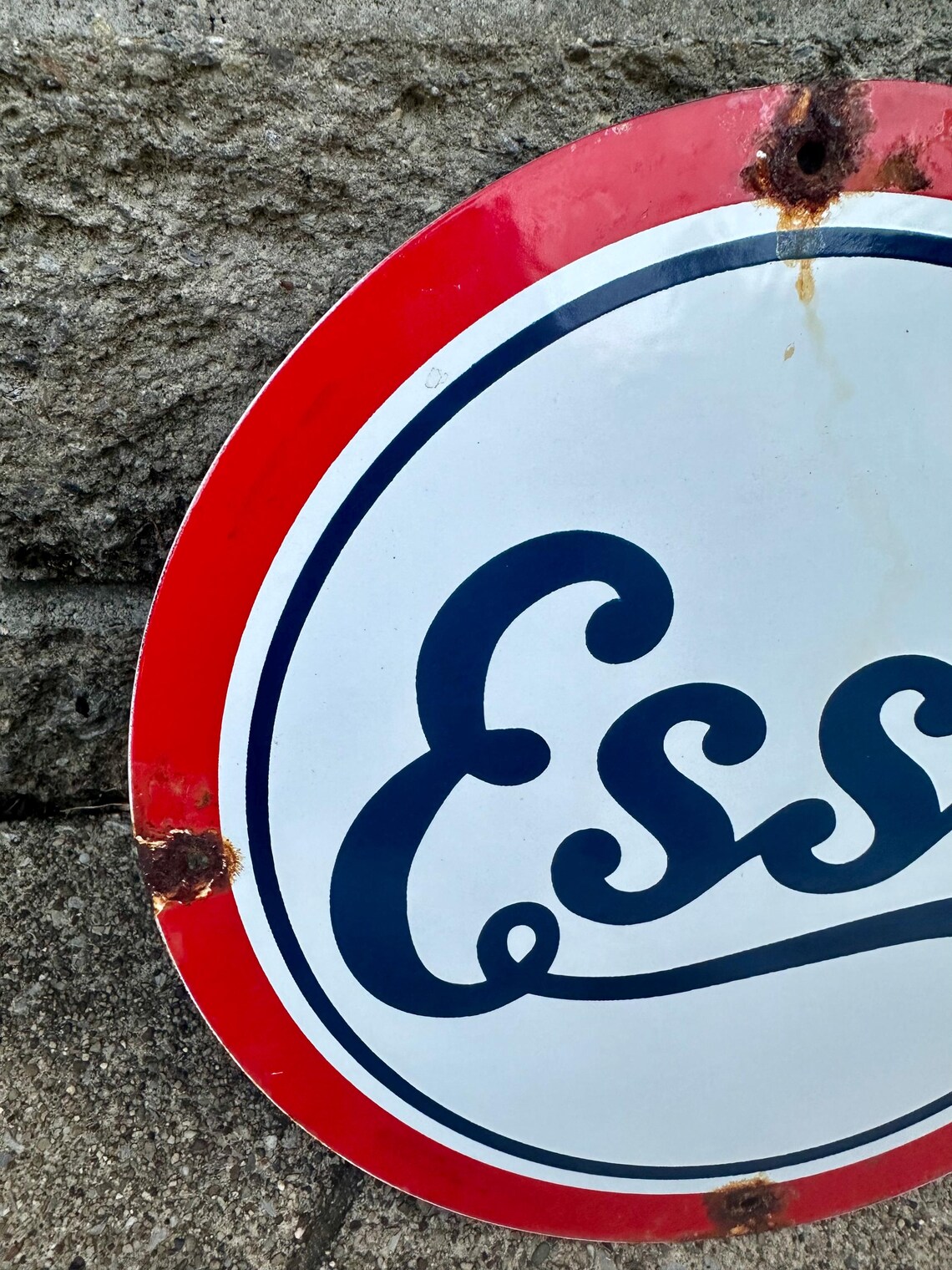 Vintage Esso Tiger Porcelain Sign Gas Motor Oil Pump Plate Station ...