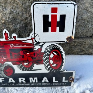 Vintage International Harvester Porcelain Sign Farm Tractor Deere Gas ...