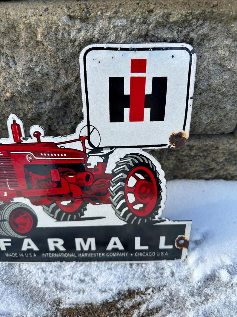 Vintage International Harvester Porcelain Sign Farm Tractor Deere Gas ...