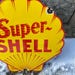Vintage Super Shell Porcelain Sign Gas Motor Oil Pump Plate Station ...