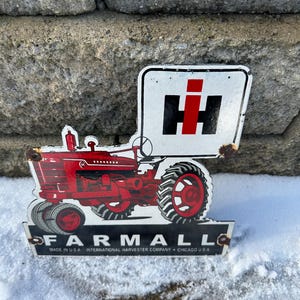 Vintage International Harvester Porcelain Sign Farm Tractor Deere Gas ...