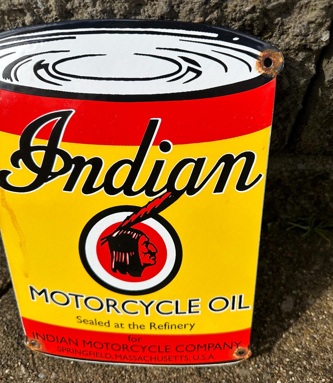 Vintage Indian Motorcycle Porcelain Sign Bike Gas Motor Oil Sales Parts ...