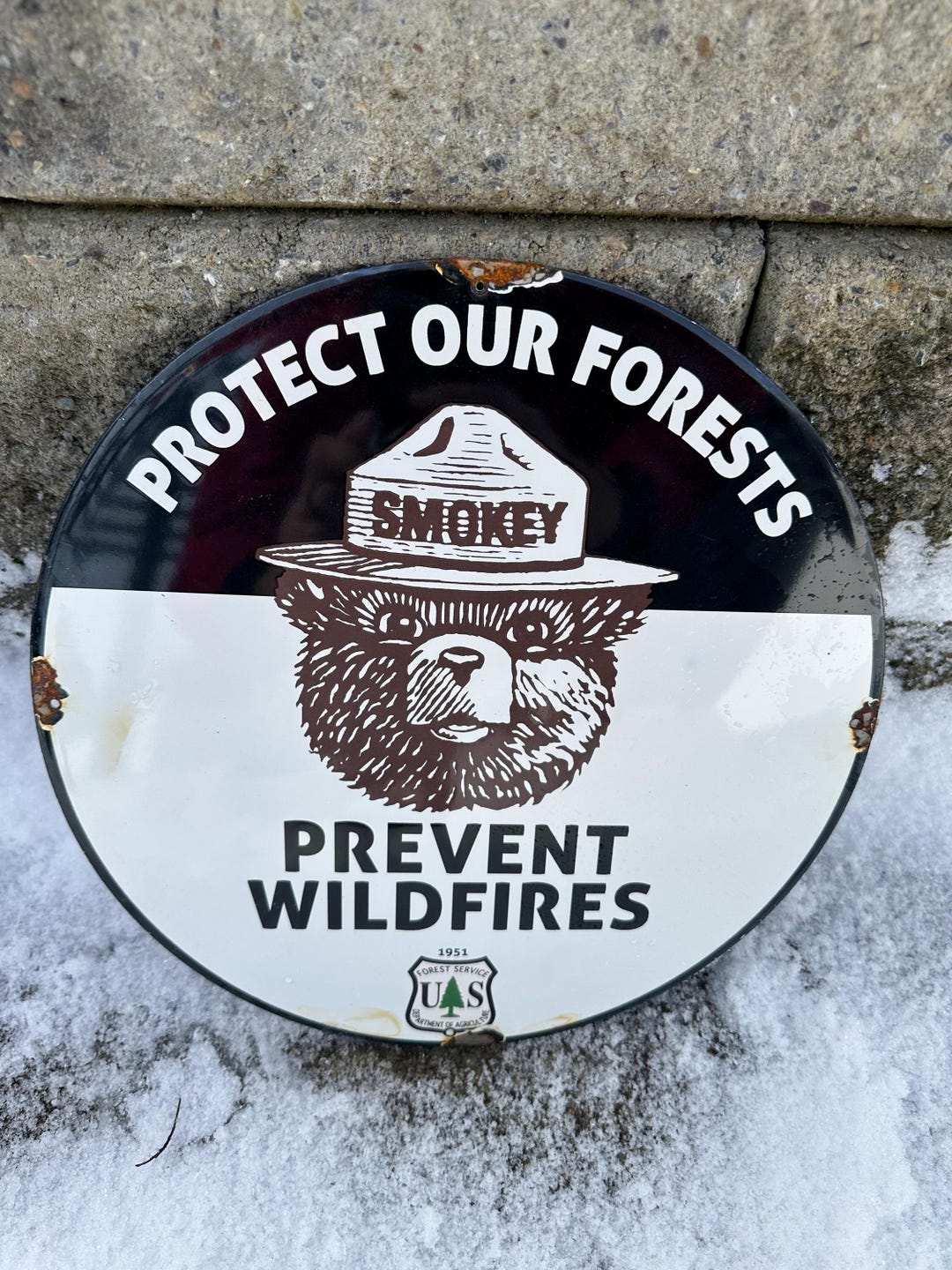 Vintage Smokey the Bear Porcelain Sign Forest Camping Park Ranger ...