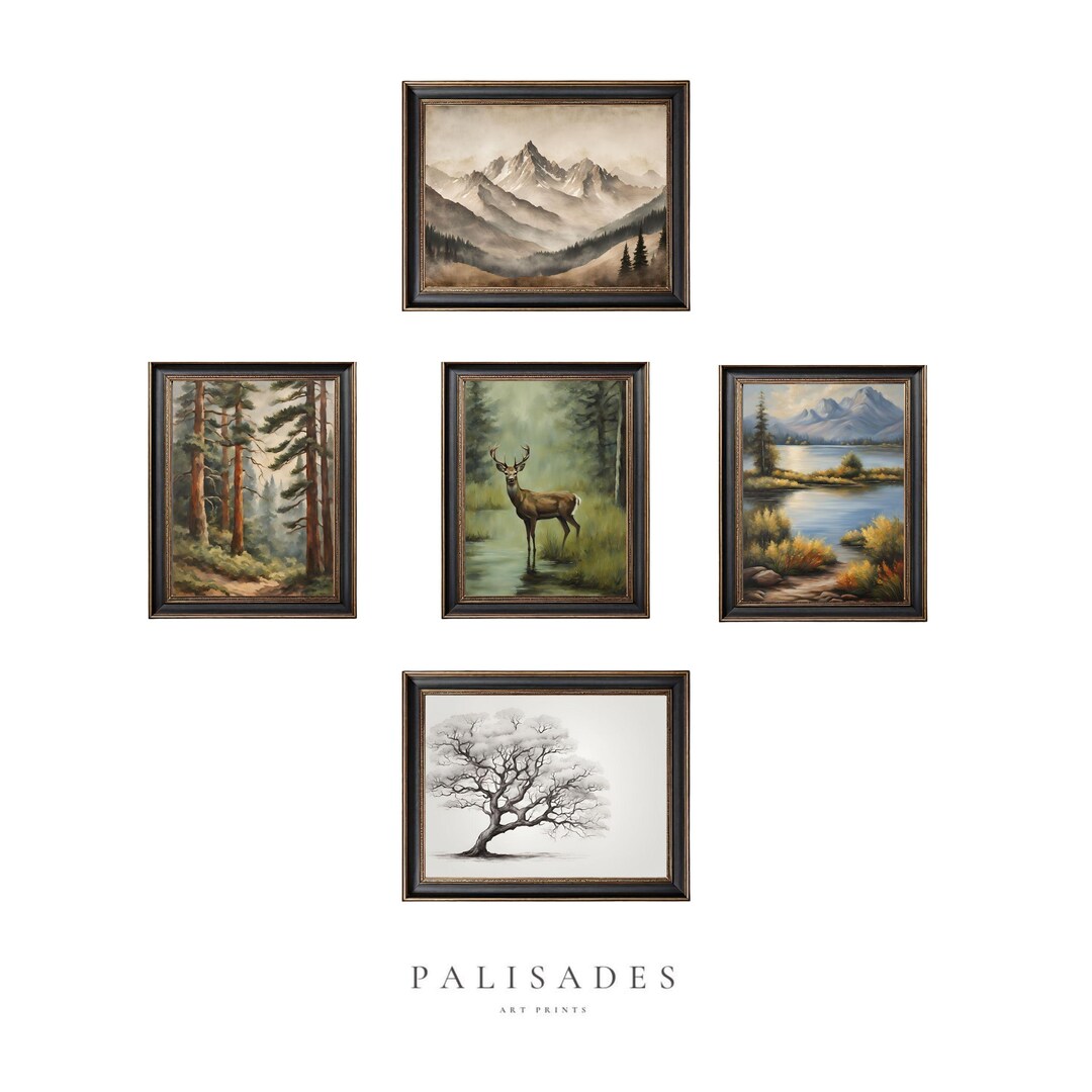 Rustic Lake House Gallery Wall Set Vintage Lodge Printable Art Vintage ...