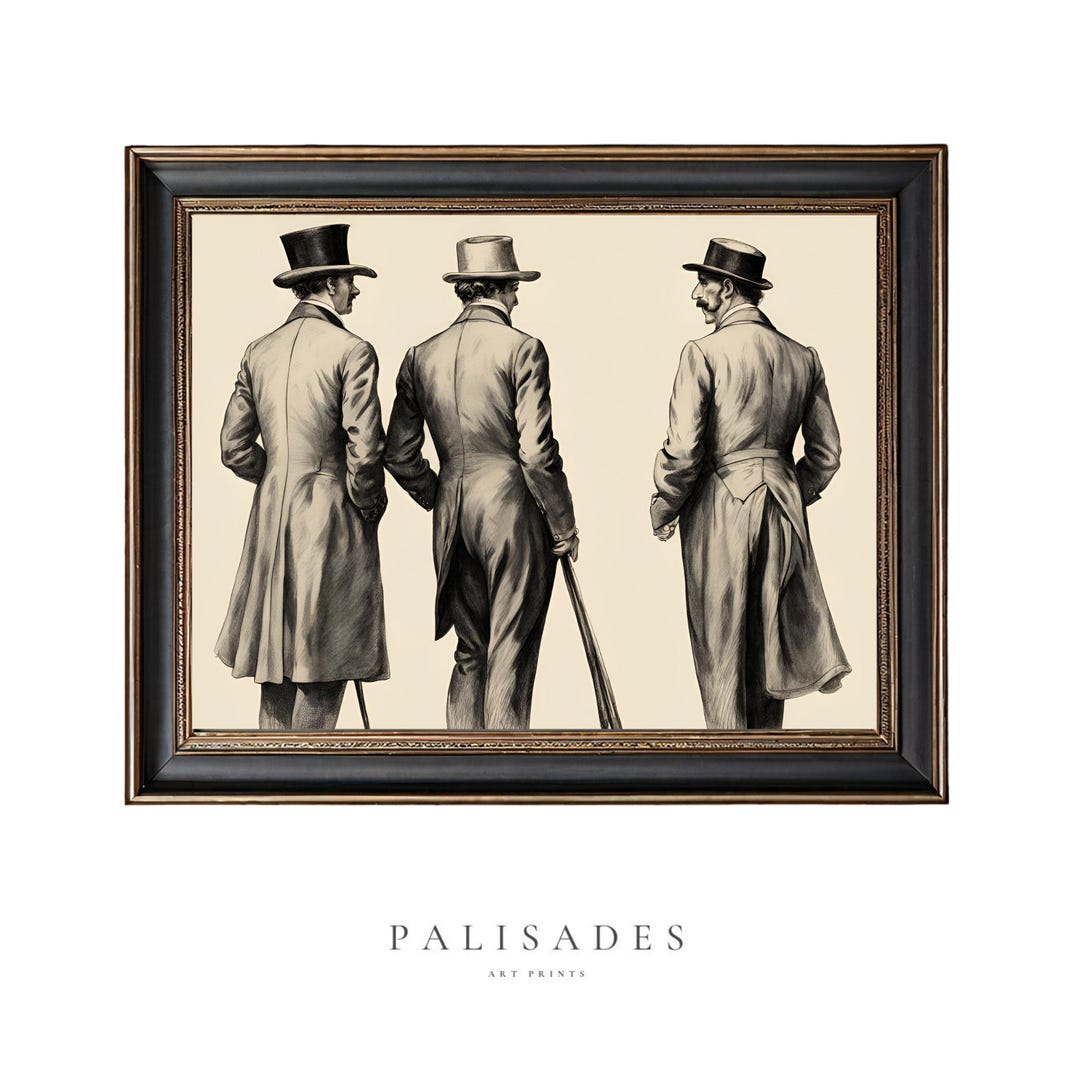 Neutral Gentlemen Vintage Drawing | Antique Sketch Art Etching ...