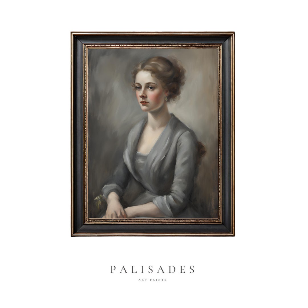 Vintage Woman Sitting Portrait Digital PRINTABLE Art French Portrait ...