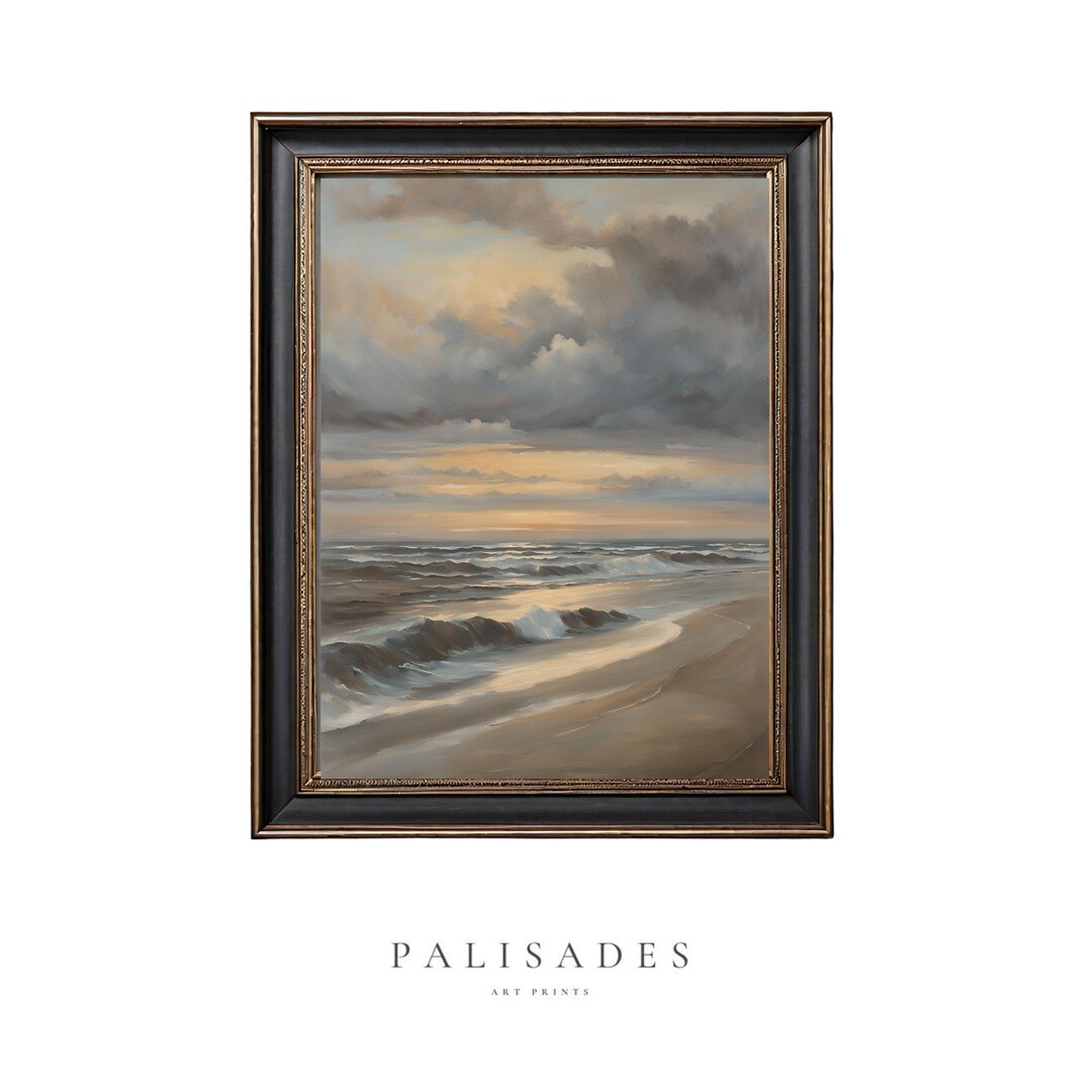 Muted Tonal Beach Painting | Bedroom Wall Art | Downloadable Digital ...