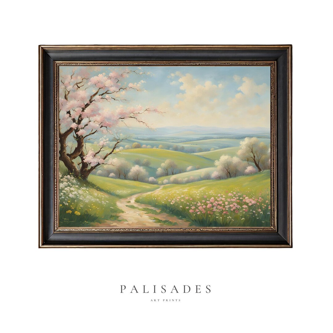 Spring Country Landscape Painting Printable Vintage Digital Wall Art ...