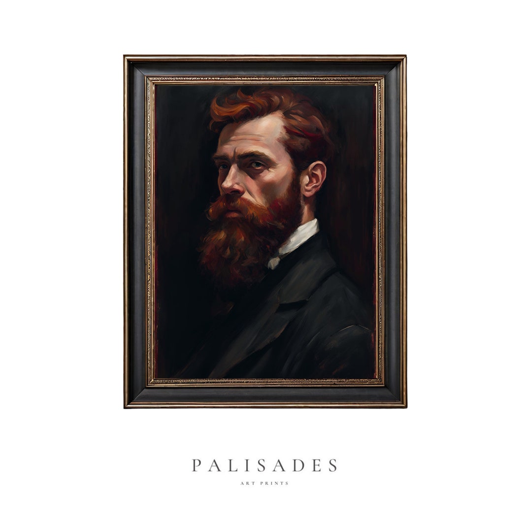 Moody Man Portrait Painting | Vintage Oil Dark Portrait Digital ...