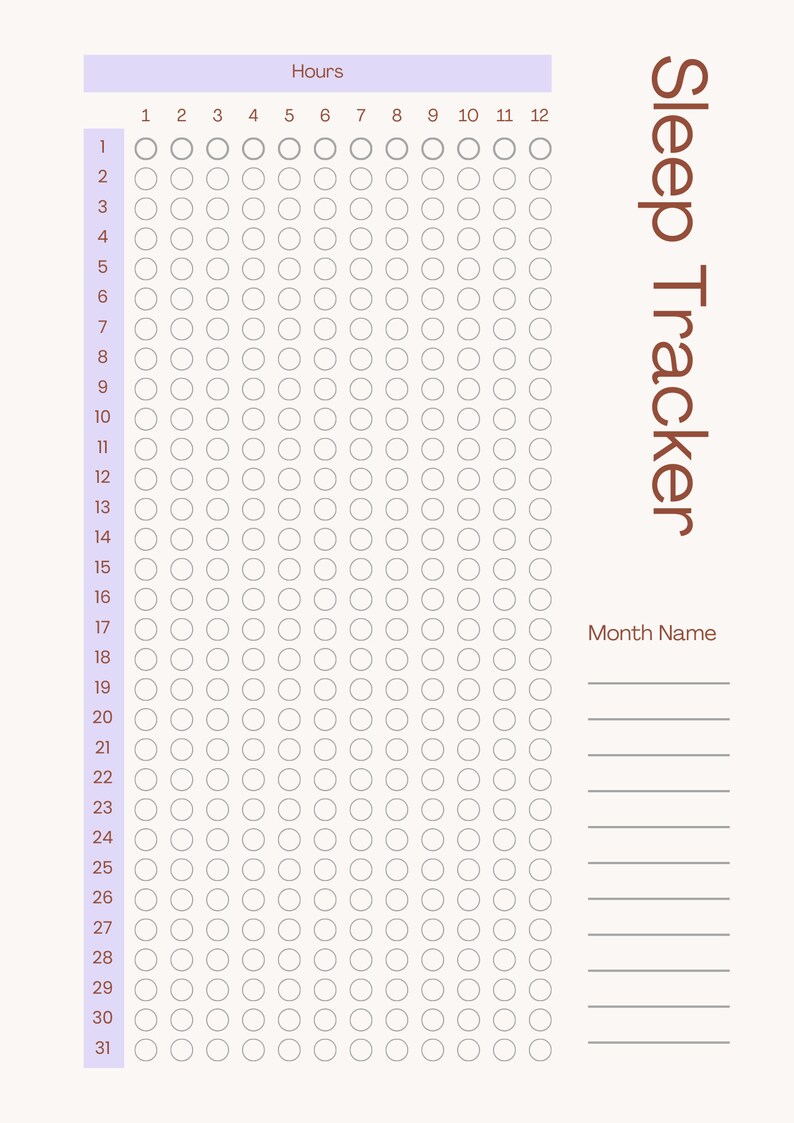 Sleep Tracker Printable | Monthly, Daily Sleep Journal | PDF | Sleep ...