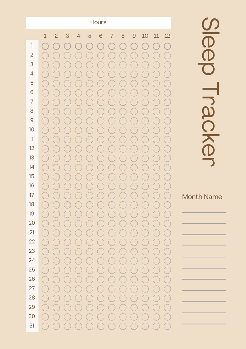 Sleep Tracker Printable | Monthly, Daily Sleep Journal | PDF | Sleep ...