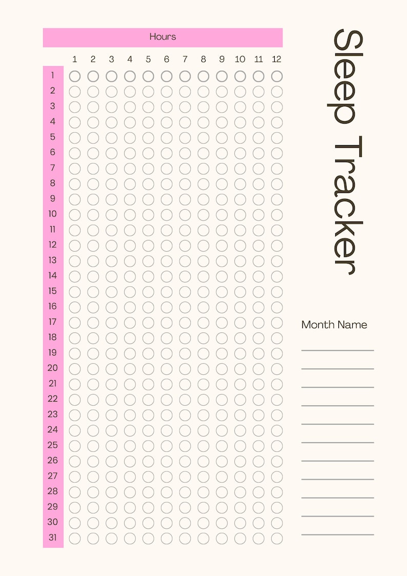 Sleep Tracker Printable | Monthly, Daily Sleep Journal | PDF | Sleep ...