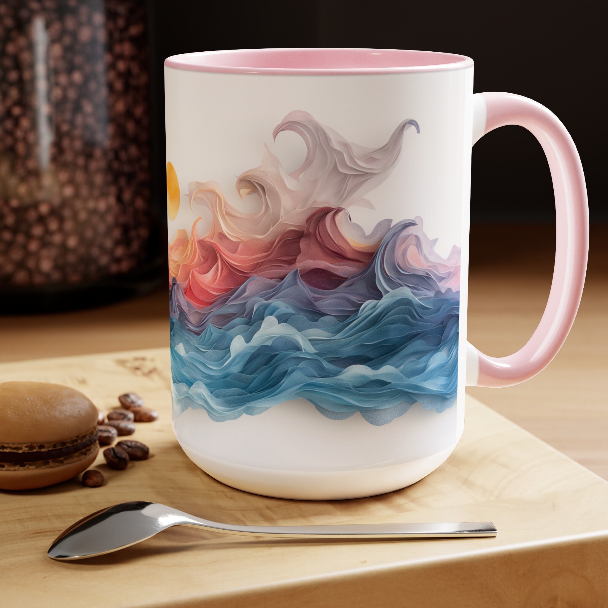 Best Ombre Coffee Mug, Boho Style Tea Cup, Colorful Waves, Coffee Lovers Gift, Ceramic Mug - Etsy