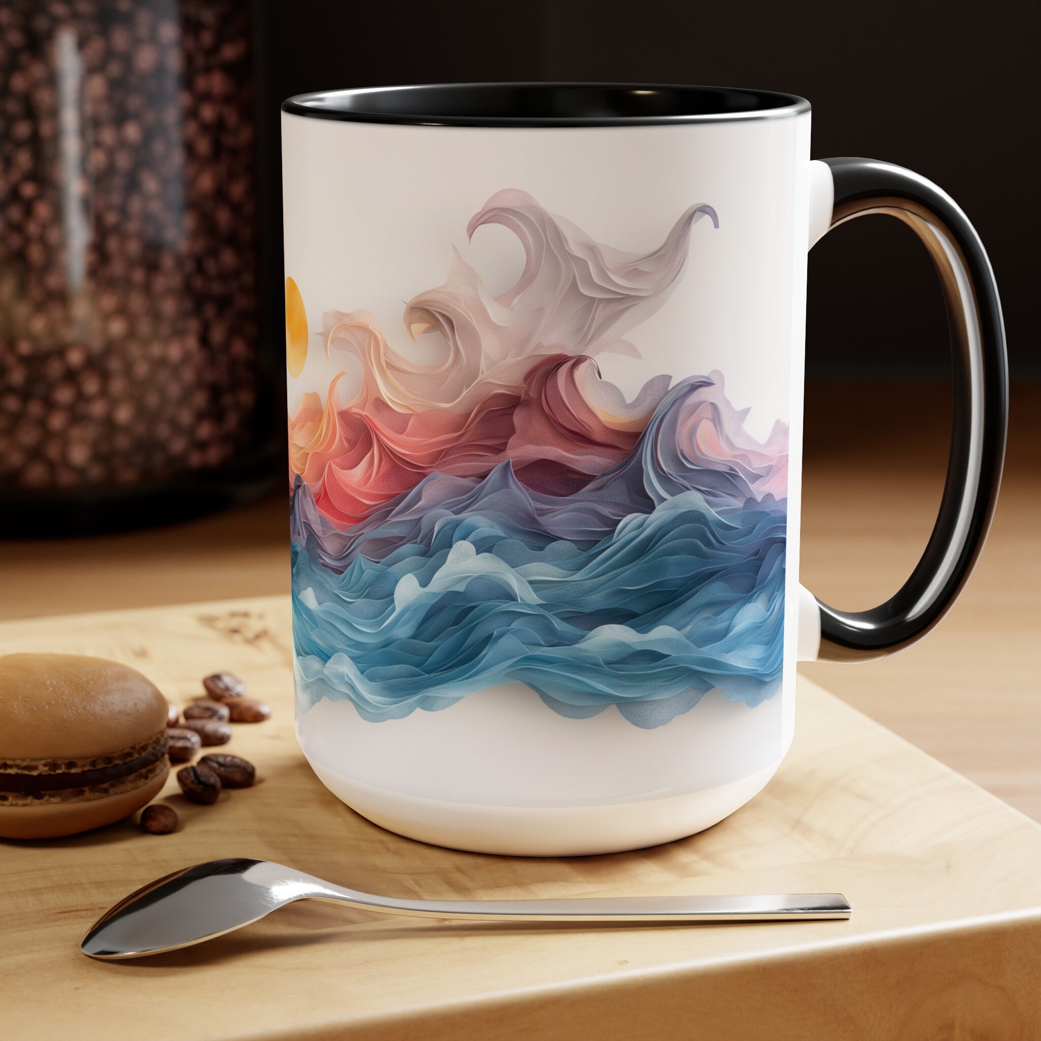 Best Ombre Coffee Mug, Boho Style Tea Cup, Colorful Waves, Coffee ...
