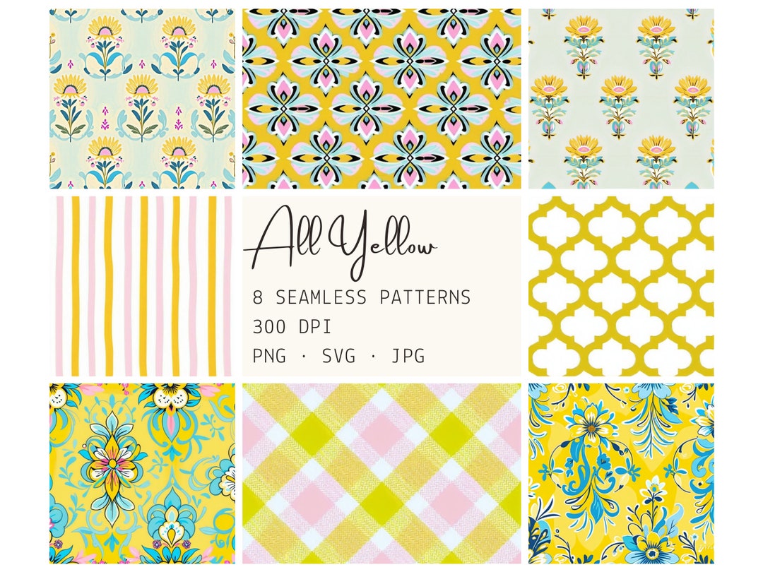 All Yellow Seamless Patterns Digital Patterns Digital Papers - Etsy