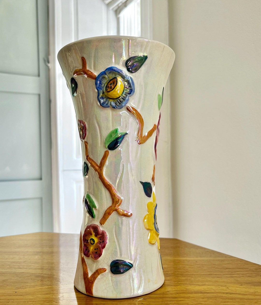 Vintage Arthur Wood Lustre Ware Floral Vase - Etsy