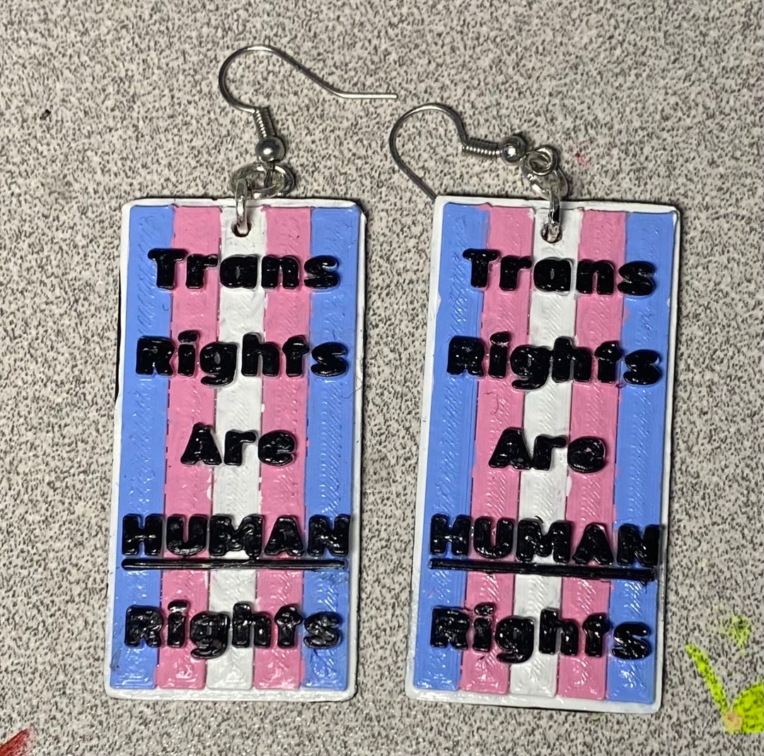 3d Printed Transgender Flag Earrings - Etsy