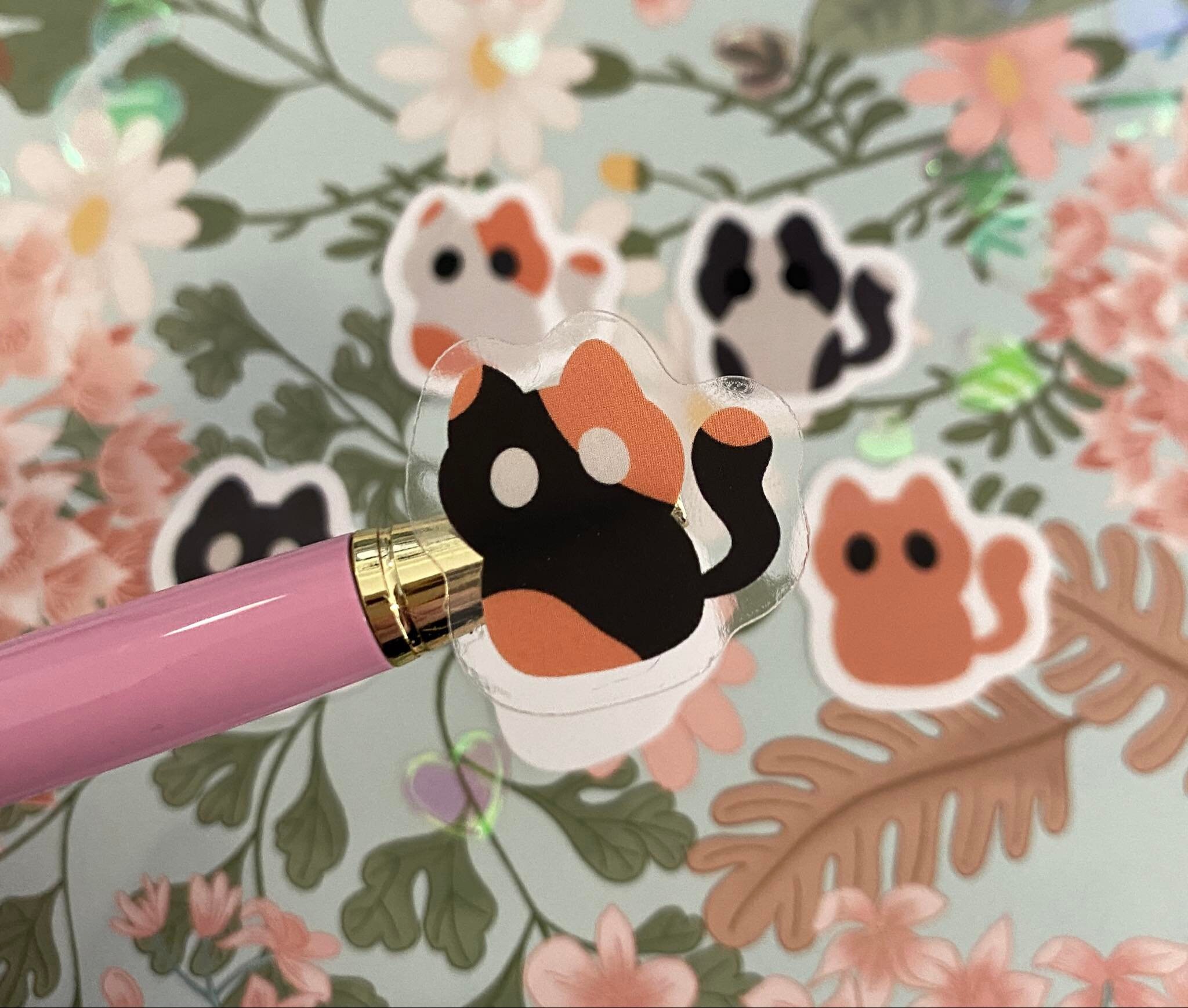 5 Mini Kitty Filler Stickers - Transparent Waterproof Clear Stickers ...